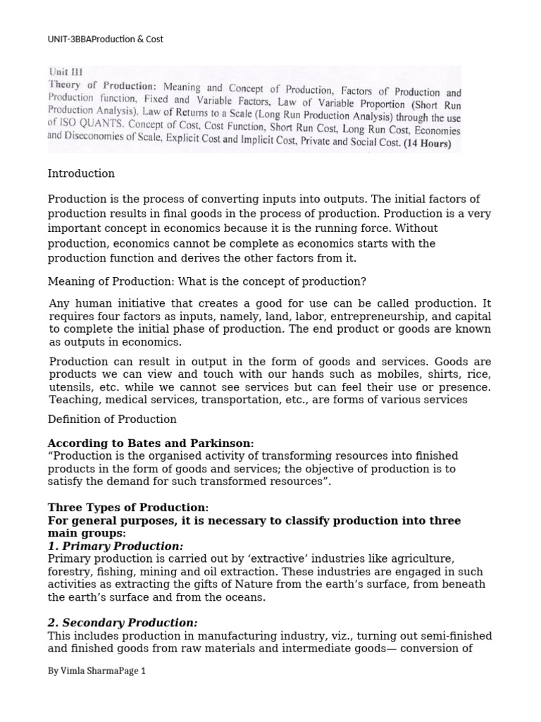 BUnit-3B BE | PDF | Average Cost | Production And Manufacturing