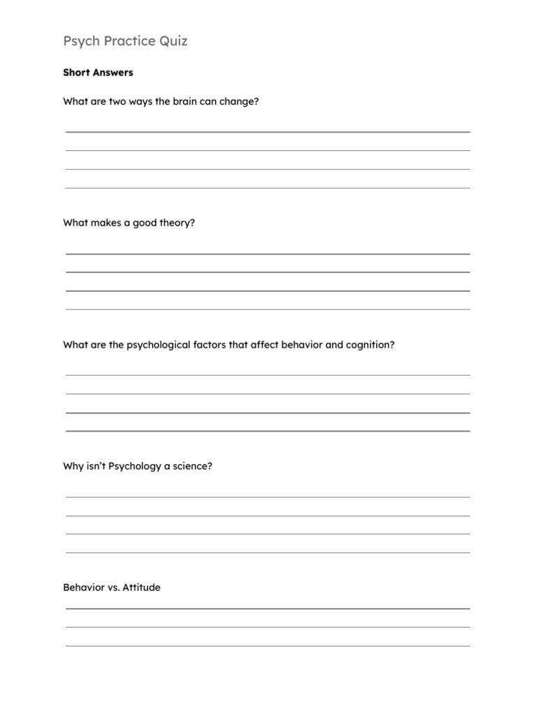 Psych Practice Quiz - (2) | PDF