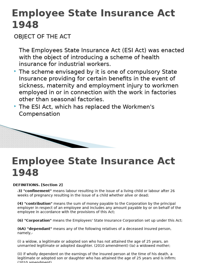 Employee State Insurance Act 1948 | PDF | Employment | Government Of India