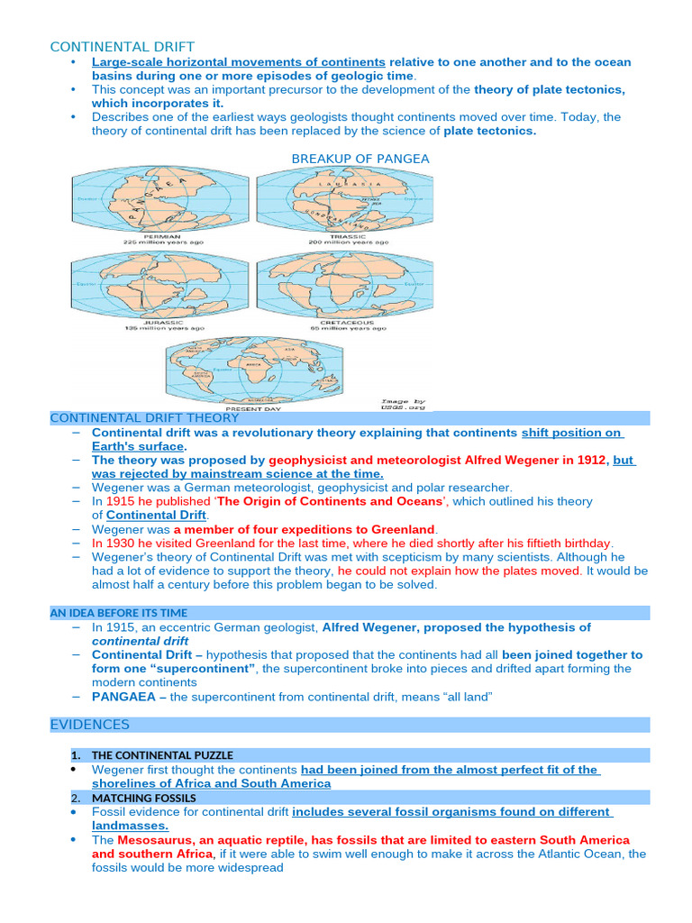 CONTINENTAL DRIFT | PDF | Fault (Geology) | Plate Tectonics