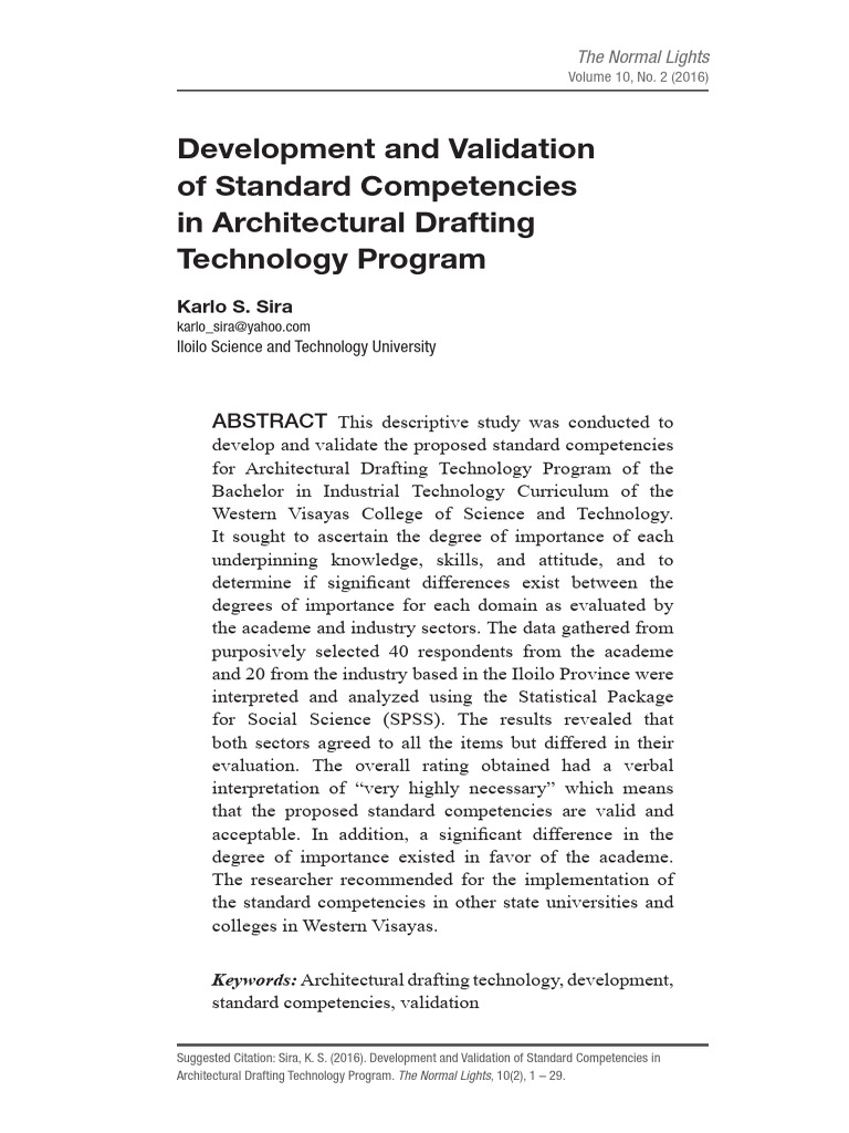 Development and Validation of Standard Competencies in Architectural ...