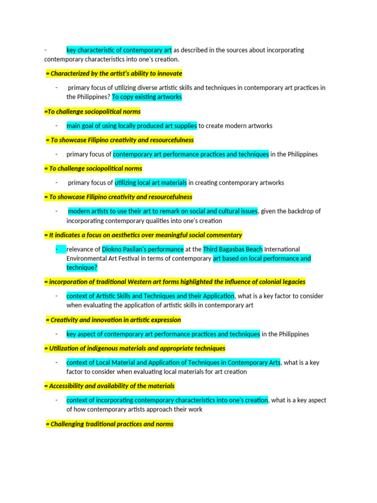 Contemporary Art Reviewer Grade 12 Stem Aquirino | PDF | Creativity ...