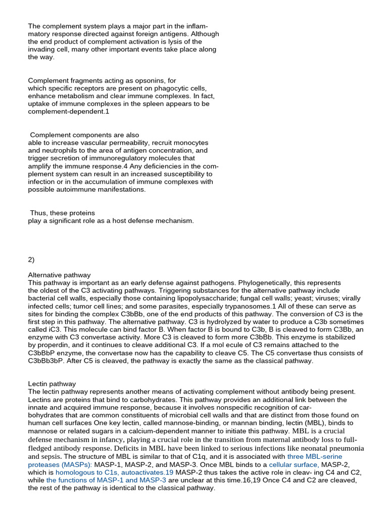 The Complement System Plays A Major Part in The Inflam | PDF ...