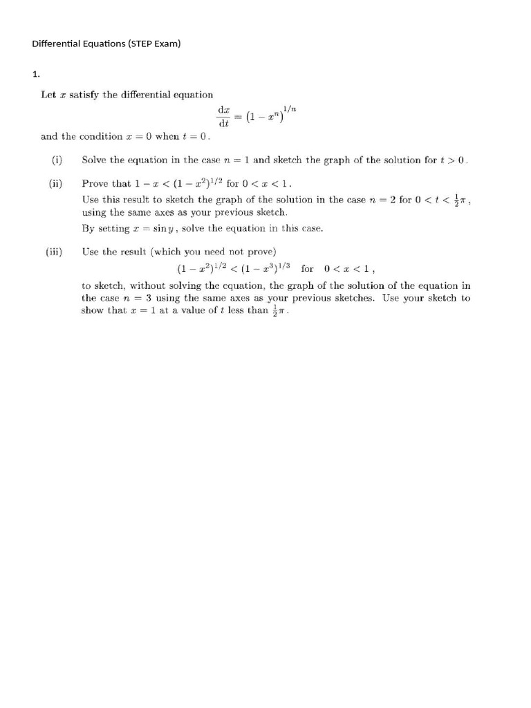Differential Equations STEP | PDF