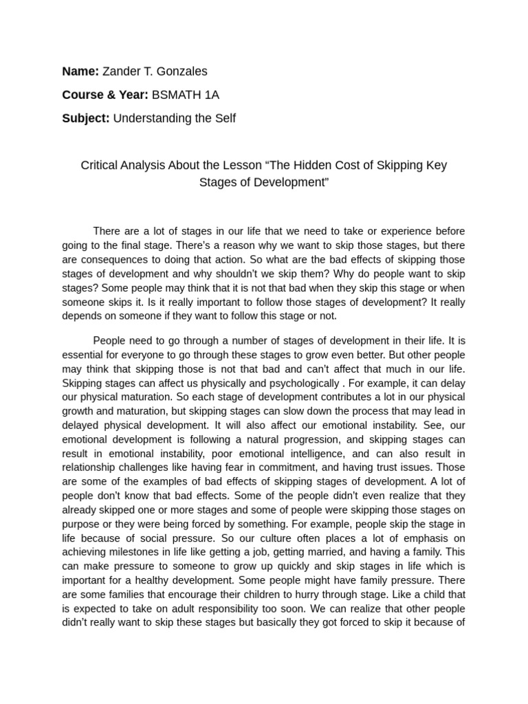 CA Why should we want skip stage | PDF | Emotions | Liberal Arts Education