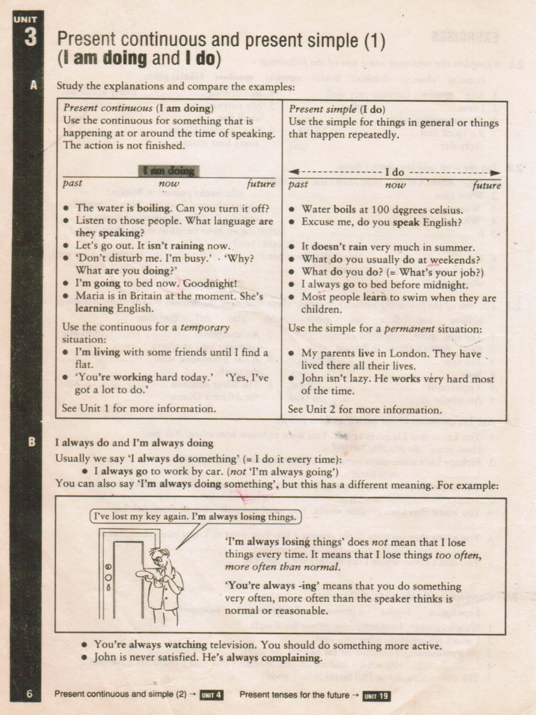UNIT 3 Present Continuous and Simple Present | PDF