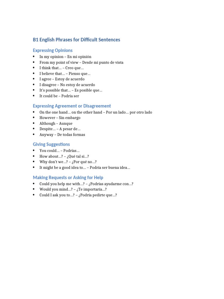 B1 English Phrases | PDF