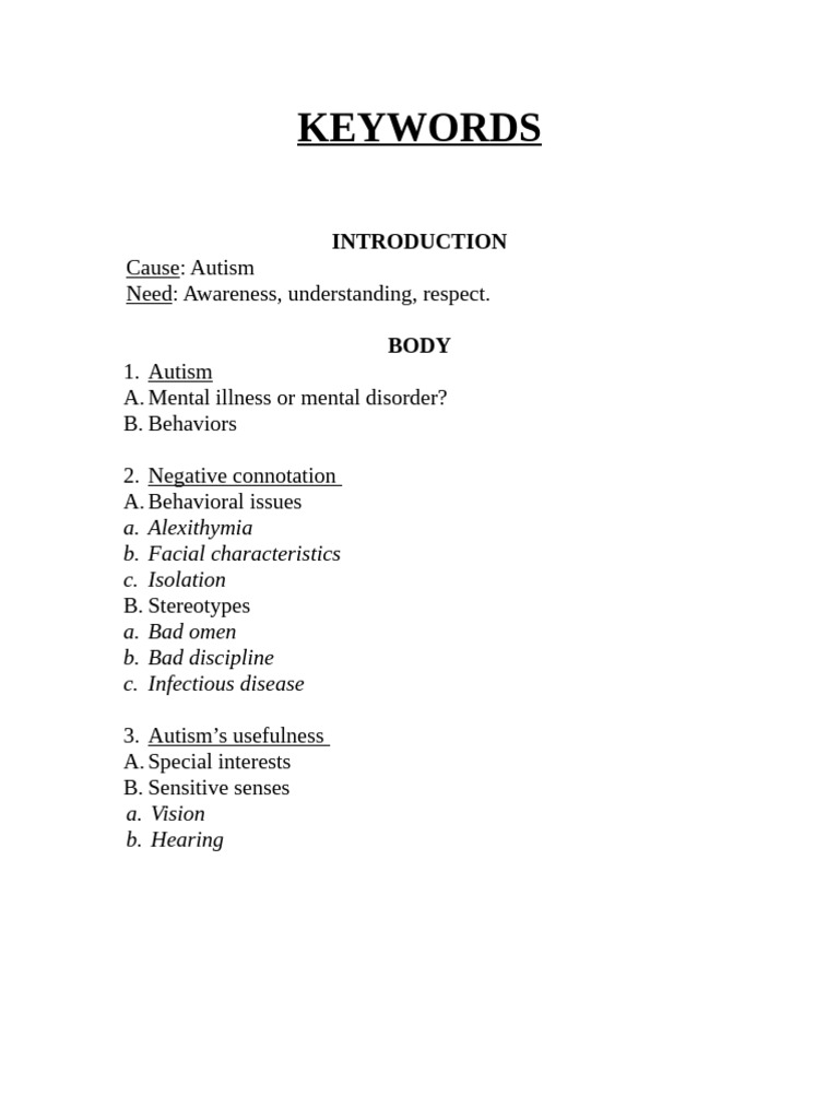Autism Outline | PDF | Autism Spectrum | Mental Disorder