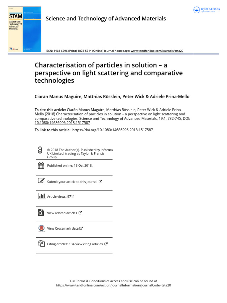Nanoparticle Characterization Techniques | PDF | Nanomaterials | Applied And Interdisciplinary ...