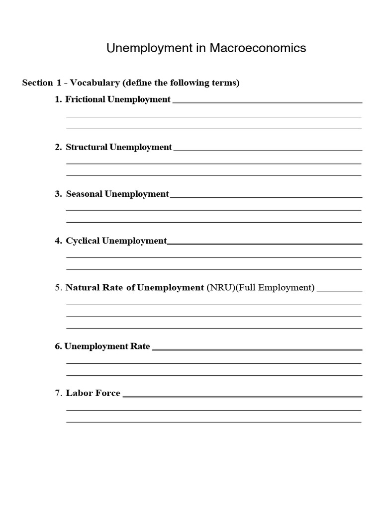 Worksheet Unemployment Types | PDF | Unemployment | Labour Economics