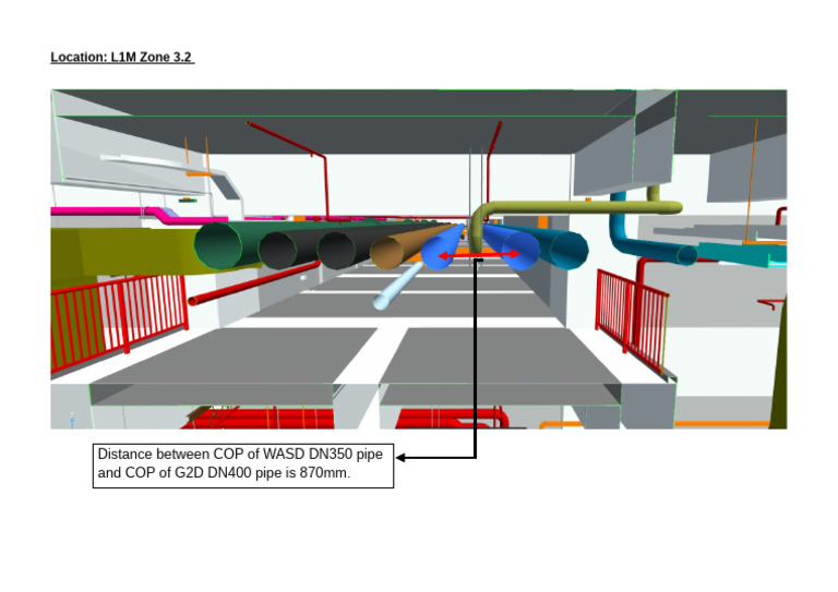 Location: L1M Zone 3.2: Distance Between COP of WASD DN350 Pipe and COP ...