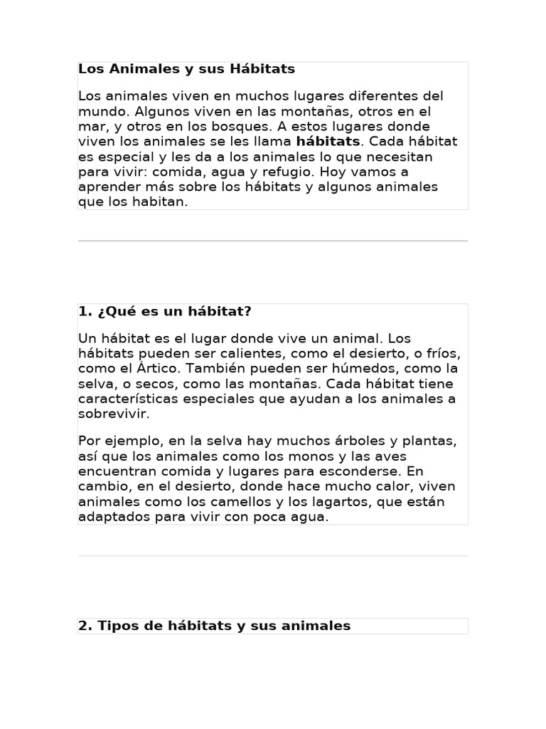 Animales y sus Hábitats para Niños | PDF | Habitat | Desierto