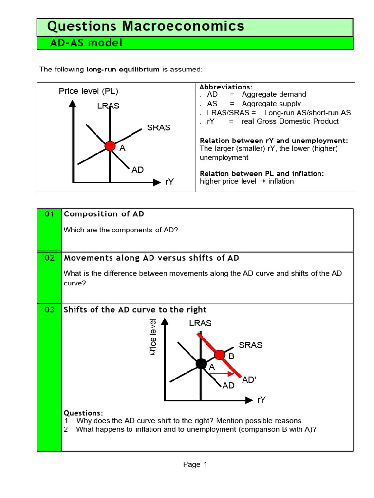 WS 7-AD-AS-model_Questions | PDF | Economic Equilibrium | Inflation