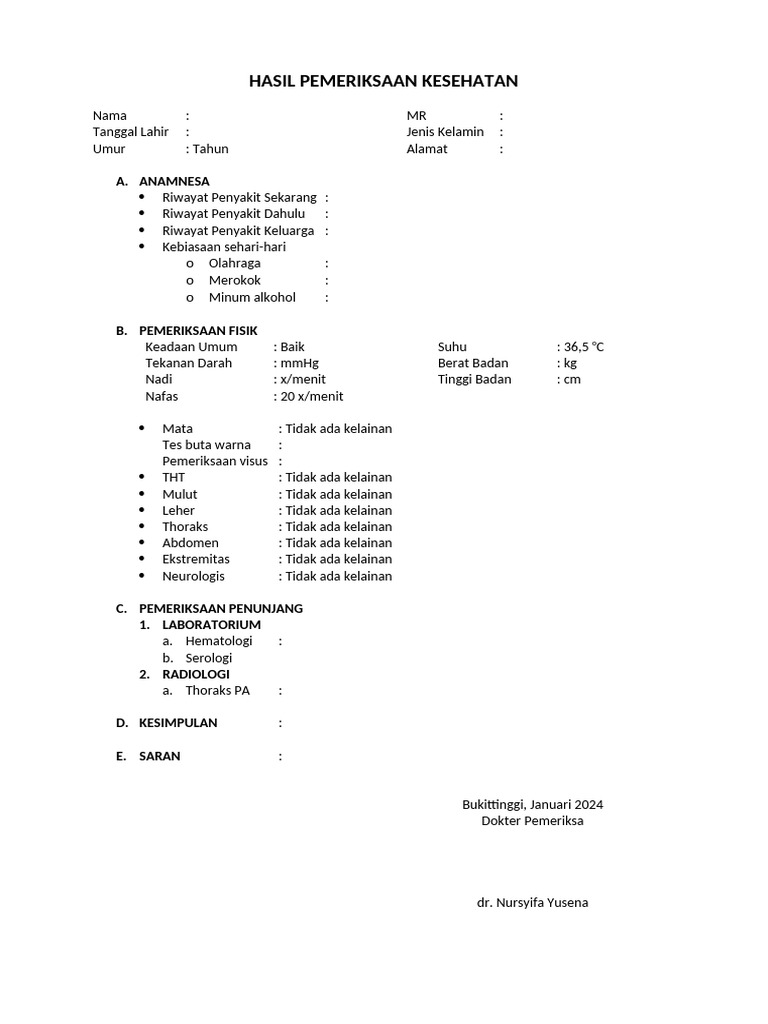 Form Mcu RS Madina | PDF