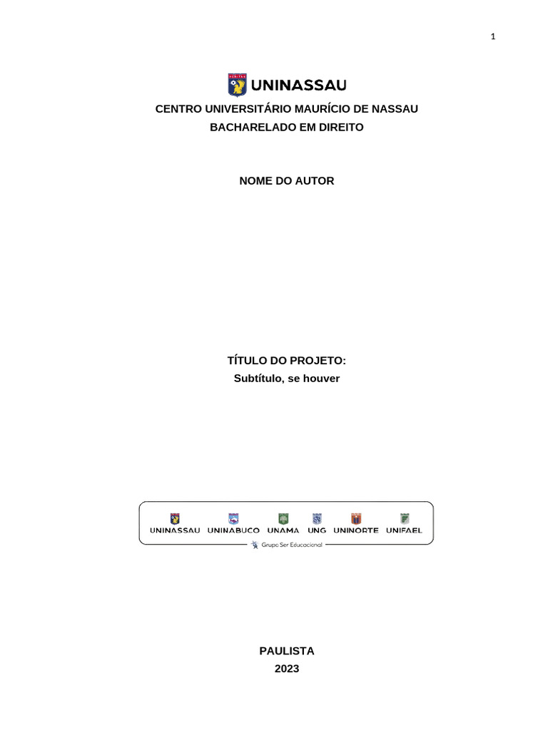 MODELO - Projeto de Pesquisa 2024 - Uninassau | PDF | Science