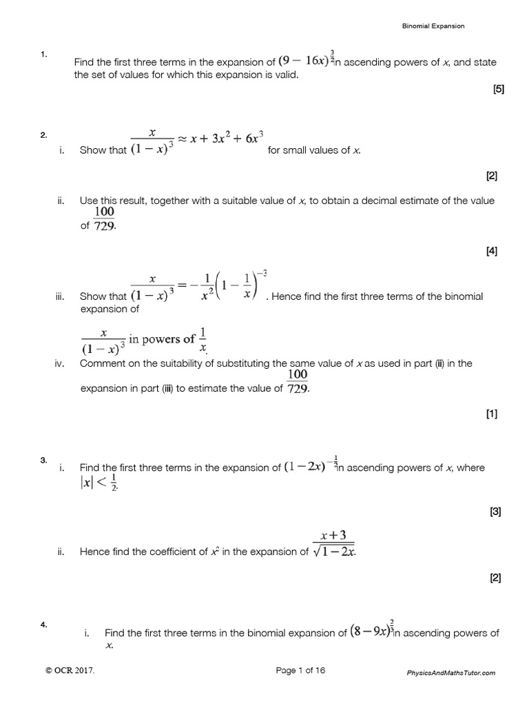 Binomial Expansion | PDF | Arithmetic | Abstract Algebra