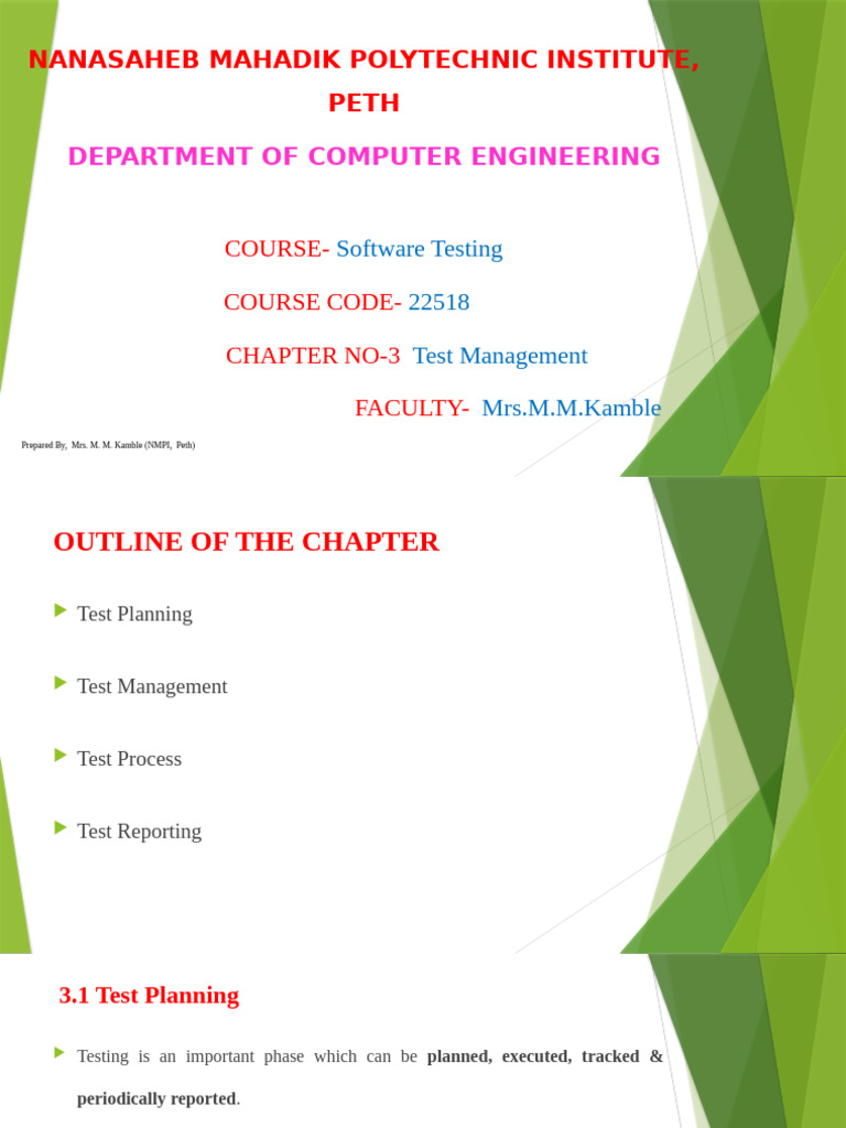 CH 3 Test Management | PDF | Software Testing | Specification ...