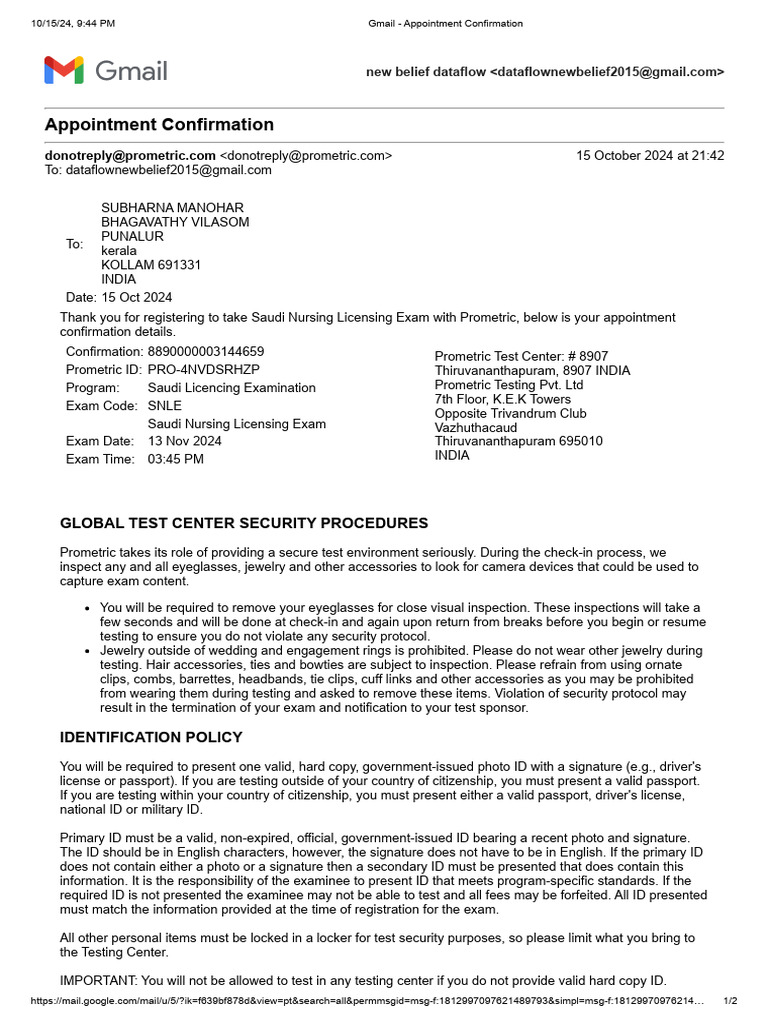 Gmail - Appointment Confirmation-3 | PDF