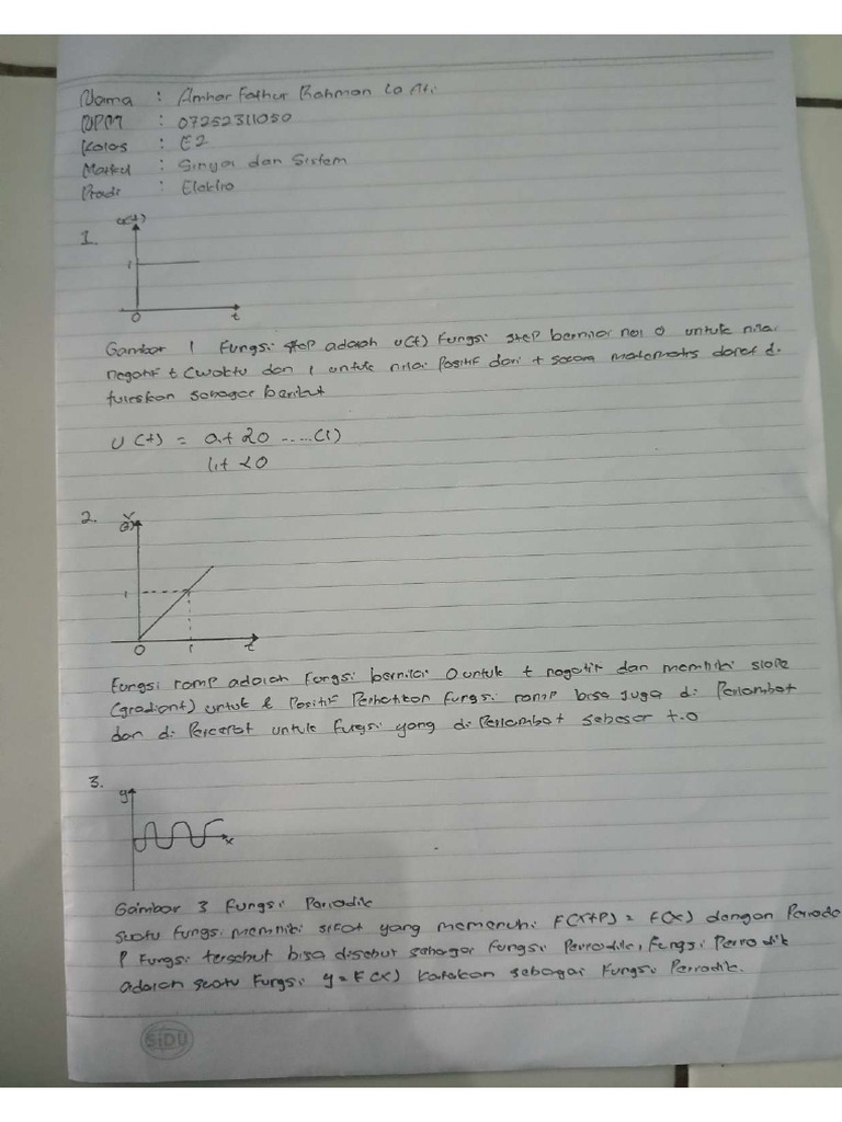 Tuggas Sinyal Dan Sistem (Amhar Fathur Rahman) | PDF