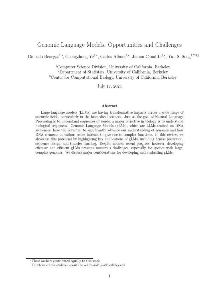 Genomic Language Models for Scientists | PDF | Genome | Gene