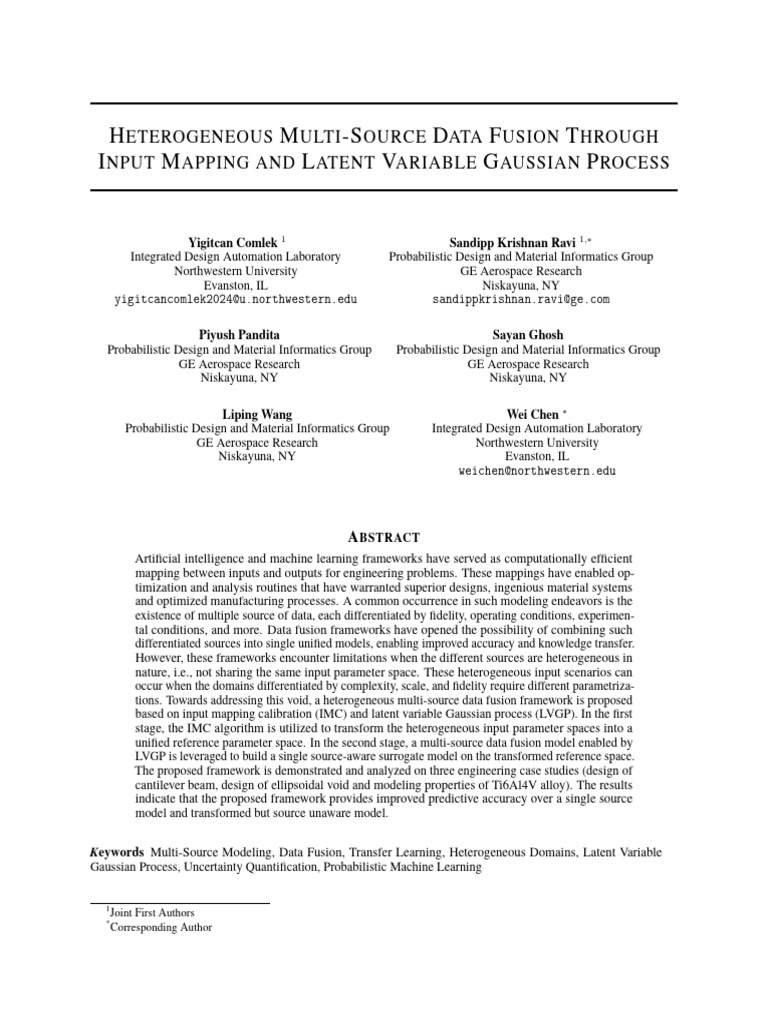 2407 Heterogenous Multi Source Data Fusion Through Input Mapping And Latent Variable Gaussian
