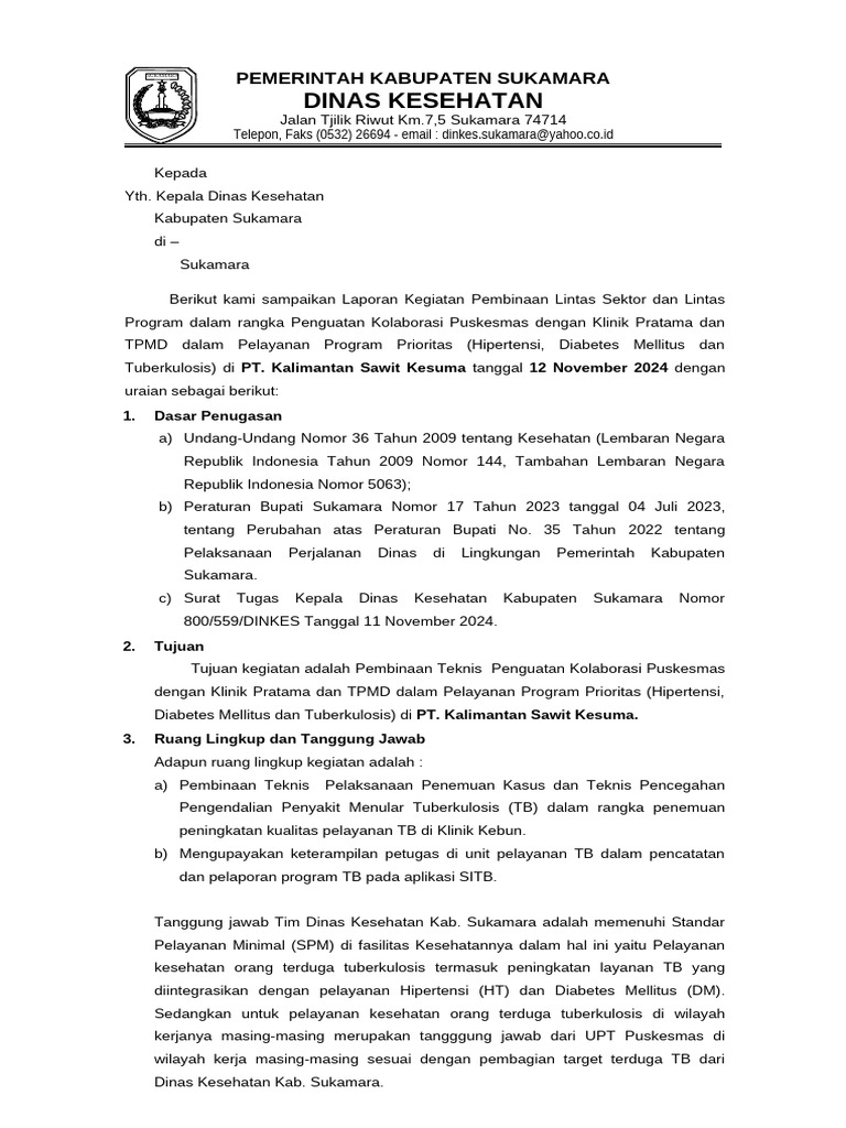 Lap. Perjadin PT. KSK 12 November 2024 | PDF