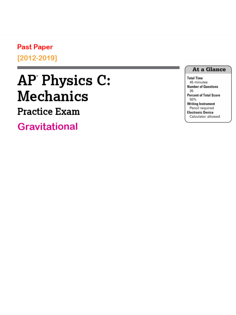 AP Phys C M U.7 Gravitational MCQ | PDF | Orbit | Force