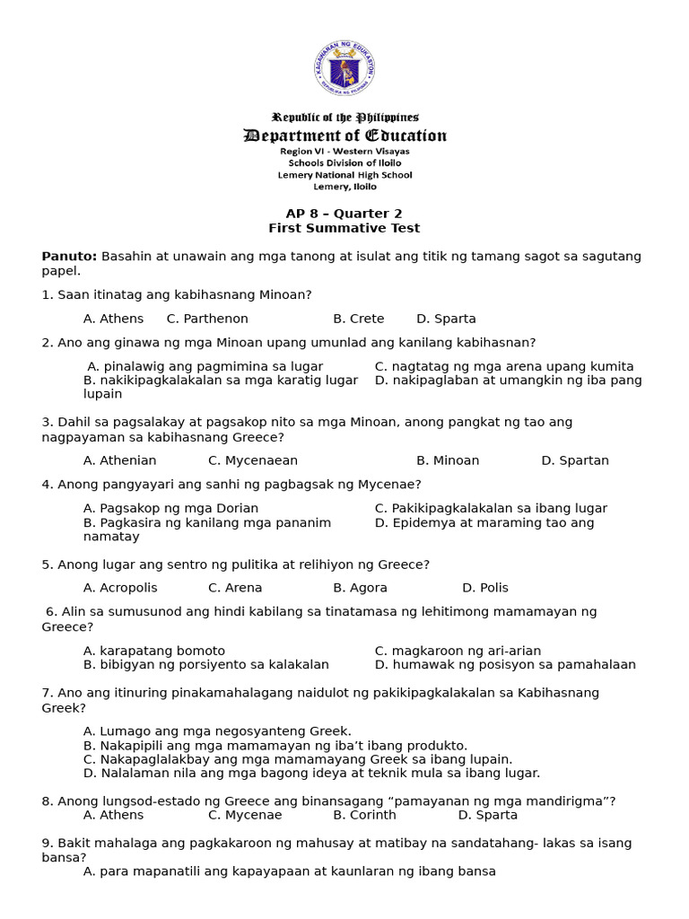 Q2 M1 Summative | PDF