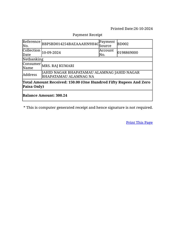 Payment Receipt | PDF