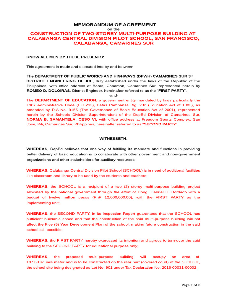 MOA-format 03 20 2024 | PDF | Government | Justice