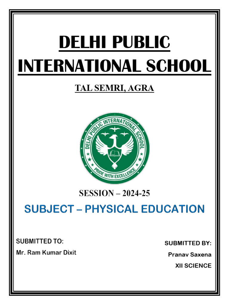 Physical Education Front Page Project Class 12TH | PDF