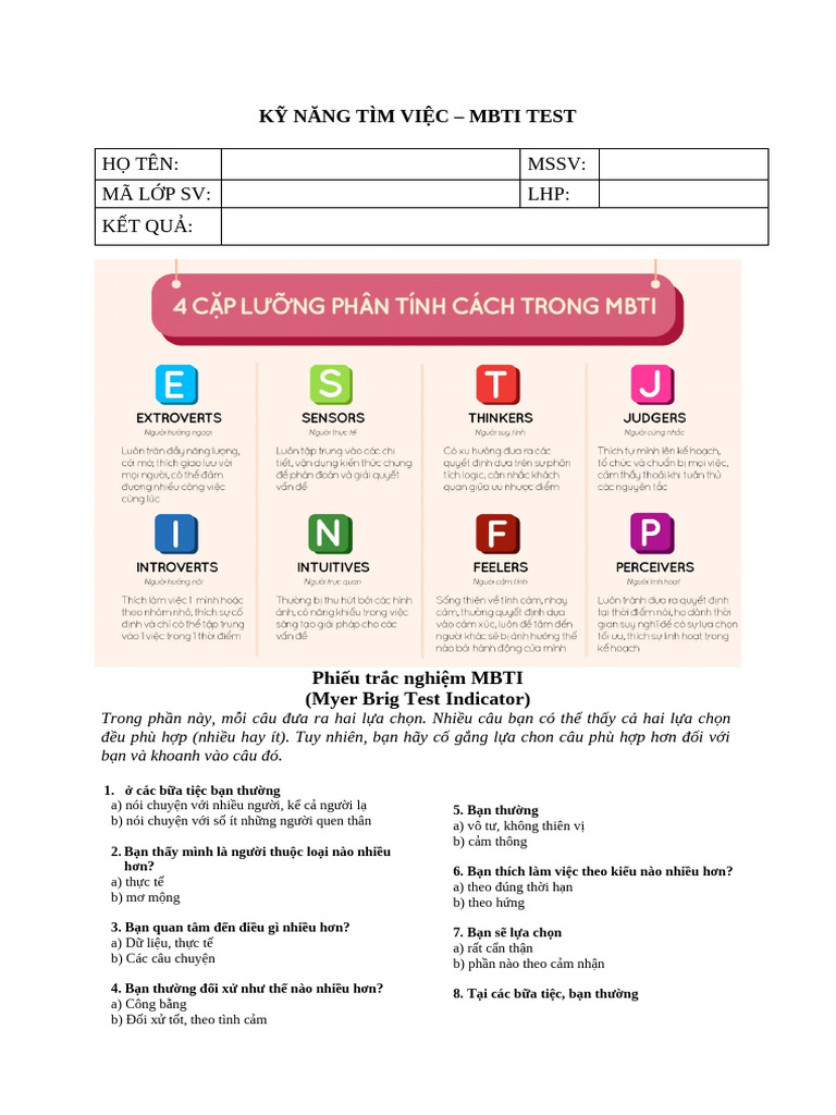 KTV - Mbti Test | PDF