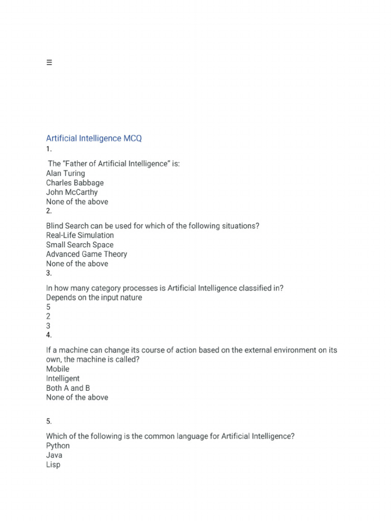 AI MCQ | PDF