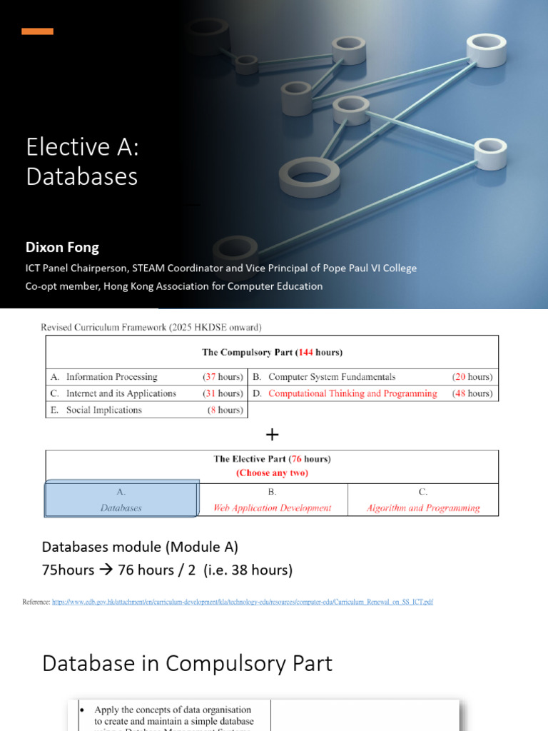Hkeaa Edb Ict - Elective A | PDF | Databases | Microsoft Access