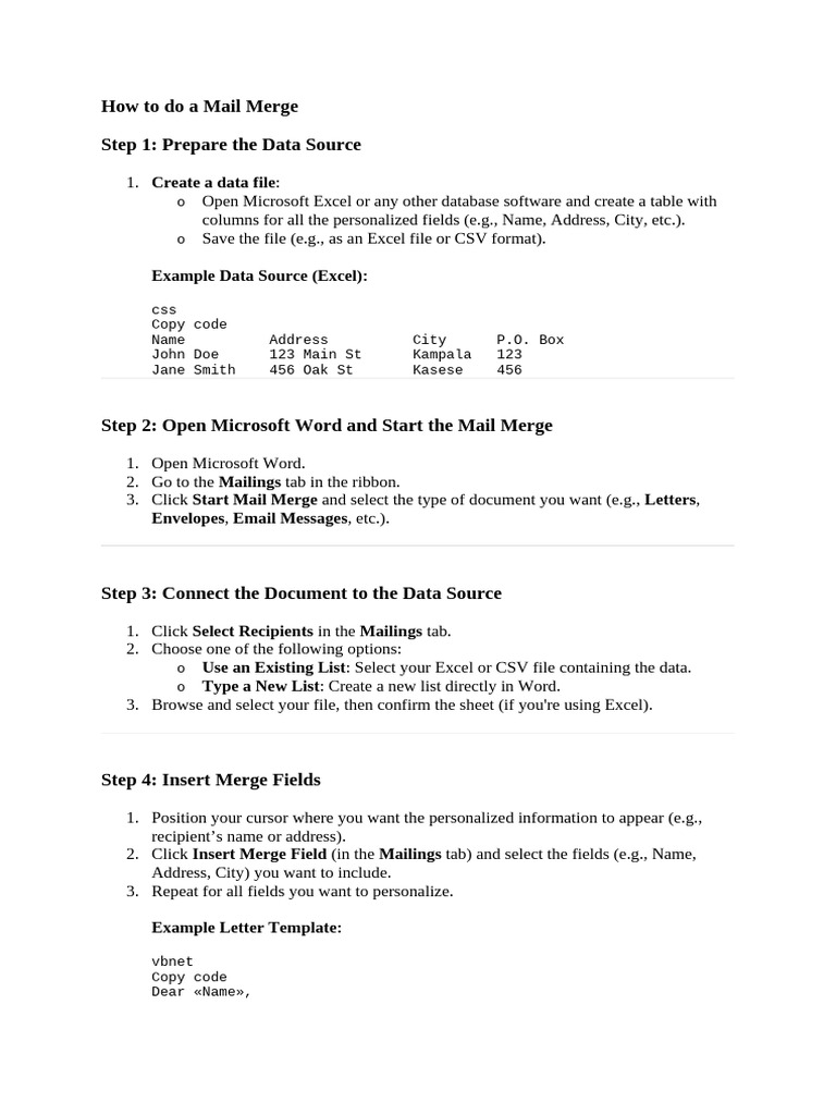 How To Do A Mail Merge | PDF | Microsoft Excel | Microsoft Word