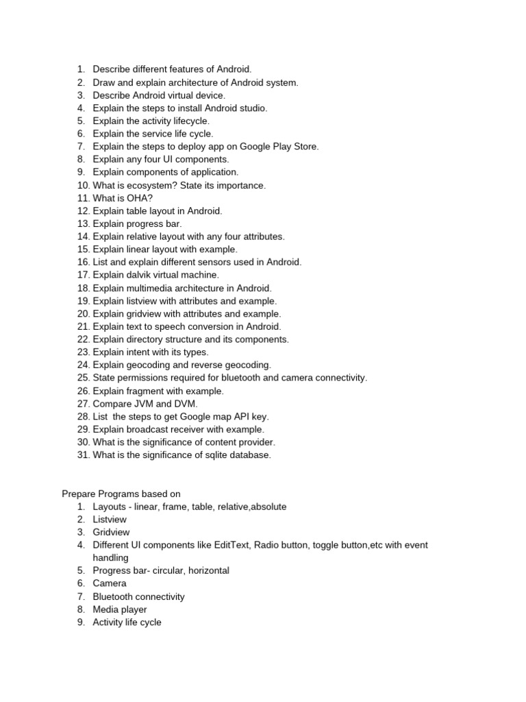 Important Questions For MAD | PDF