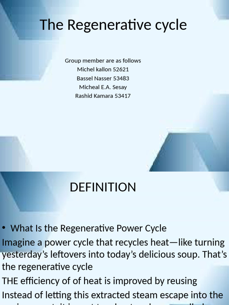 The Regenerative Cycle - PPTX 2.Pptx (PP) | PDF