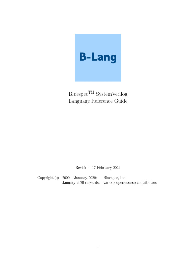 BSV Lang Ref Guide | PDF | Integer (Computer Science) | Reserved Word