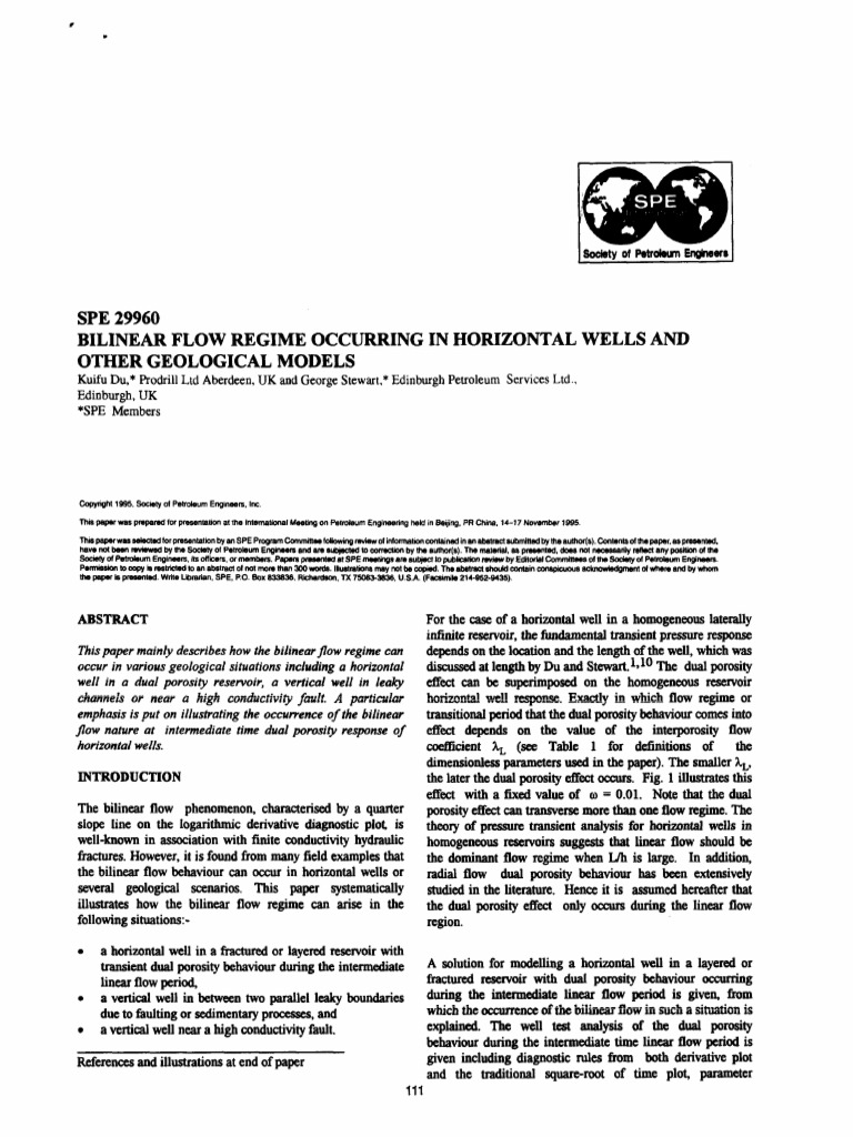 Bilinear Flow Horizontal 1995 | PDF | Permeability (Earth Sciences ...