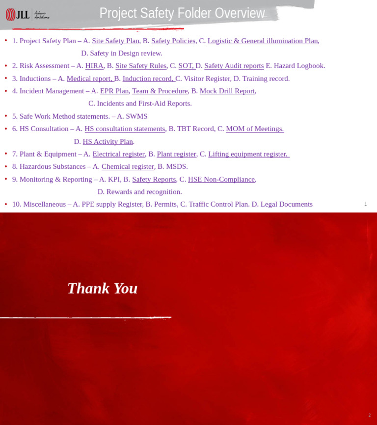 Project Safety Folder Overview | PDF