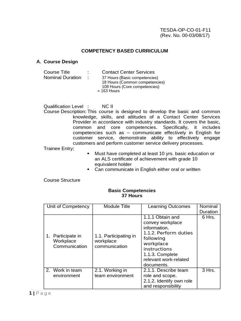 CBC-CCS NC II Revised | PDF | Occupational Safety And Health | Information