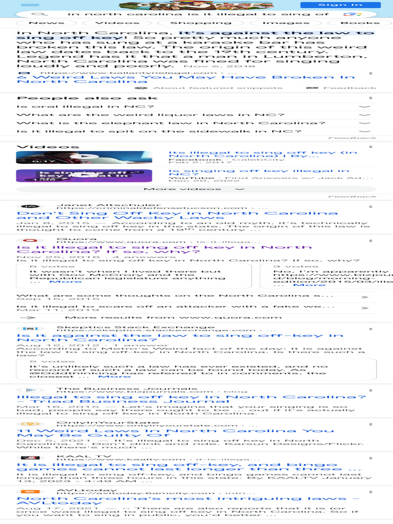 In North Carolina is It Illegal to Sing Off Key - Google Search | PDF