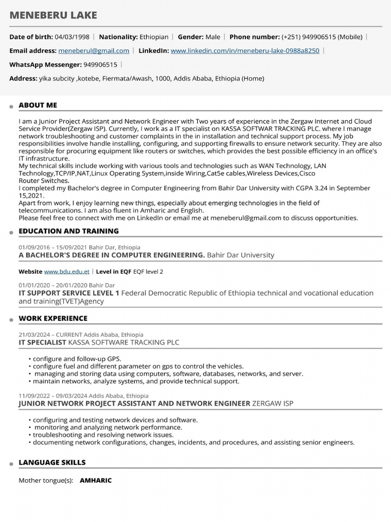 network enginer cv (1) | PDF