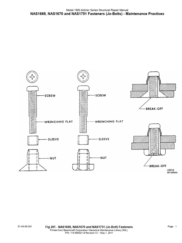 NAS1669, NAS1670 and NAS1751 Fasteners (Jo-Bolts) - Maintenance ...