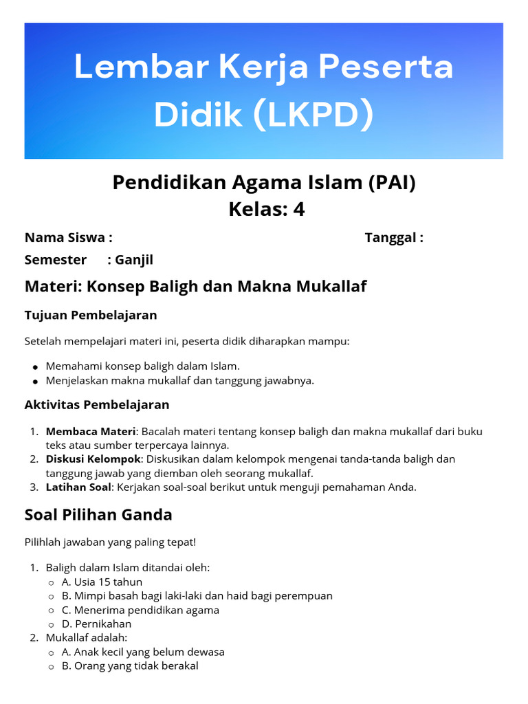 Tanda Baligh dan Kewajiban Mukallaf | PDF