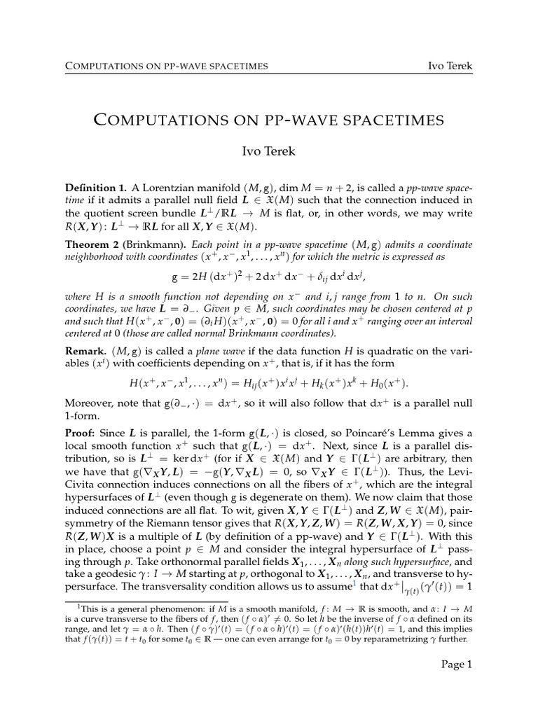 pp-waves | PDF | Mathematical Physics | Differential Geometry