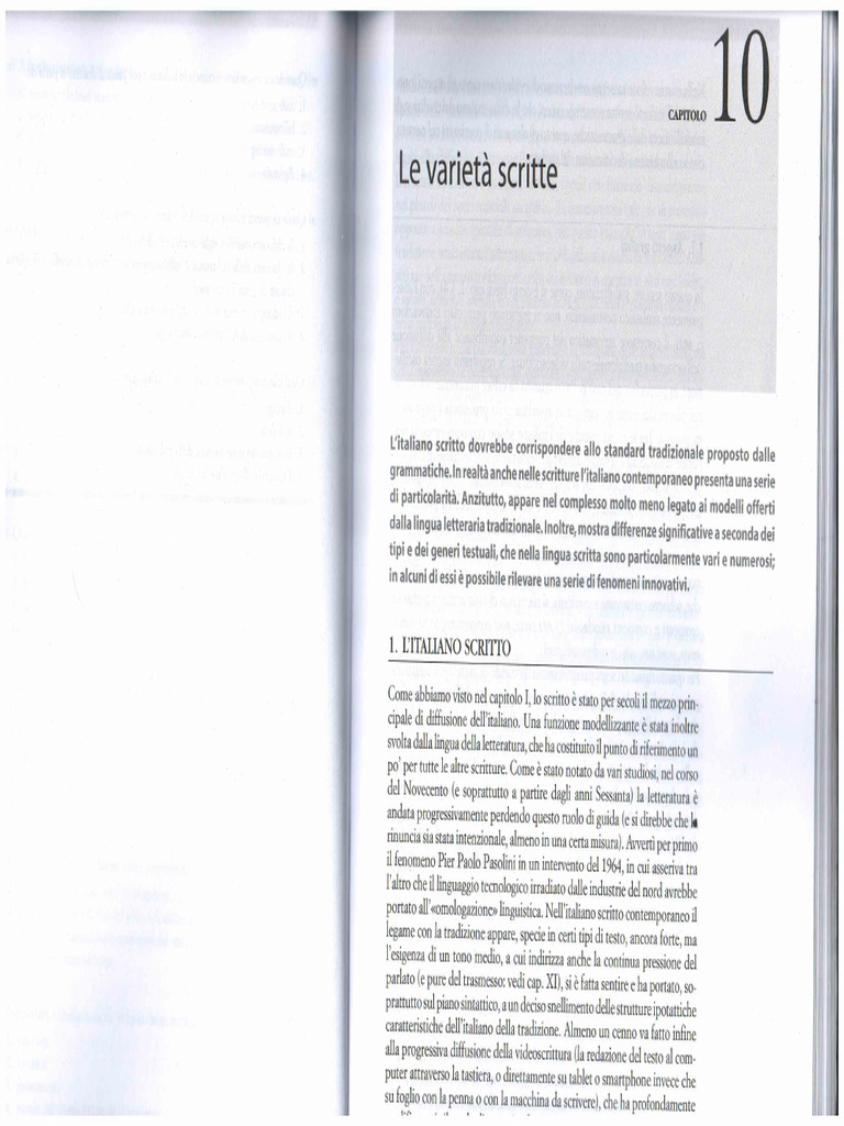 Cap10 e Cap 11 L Italiano Contemporaneo Riassunto | PDF