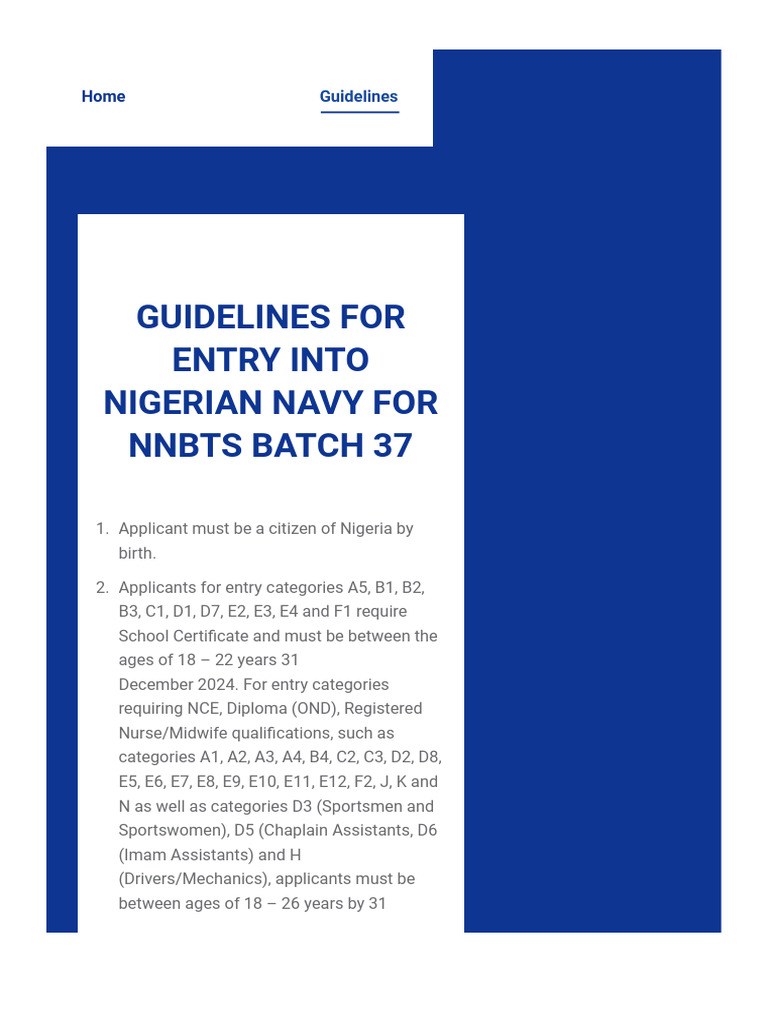 Nigerian Navy Recruitment 2025 Guidelines | PDF