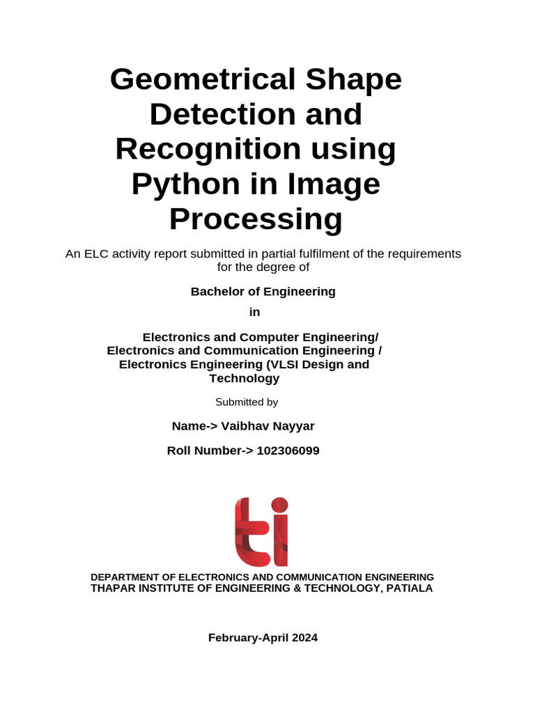 Elc Report | PDF | Computer Vision | Shape