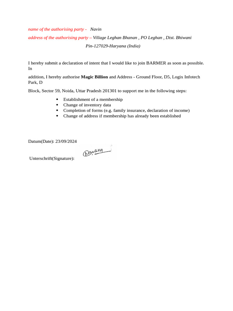 Power of Attorney - Navin | PDF